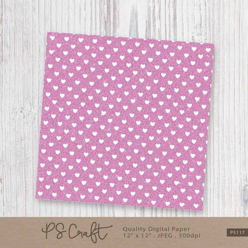 Glitter Heart Digital Papers, SEAMLESS Glitter Hearts Paper, Sparkle ...