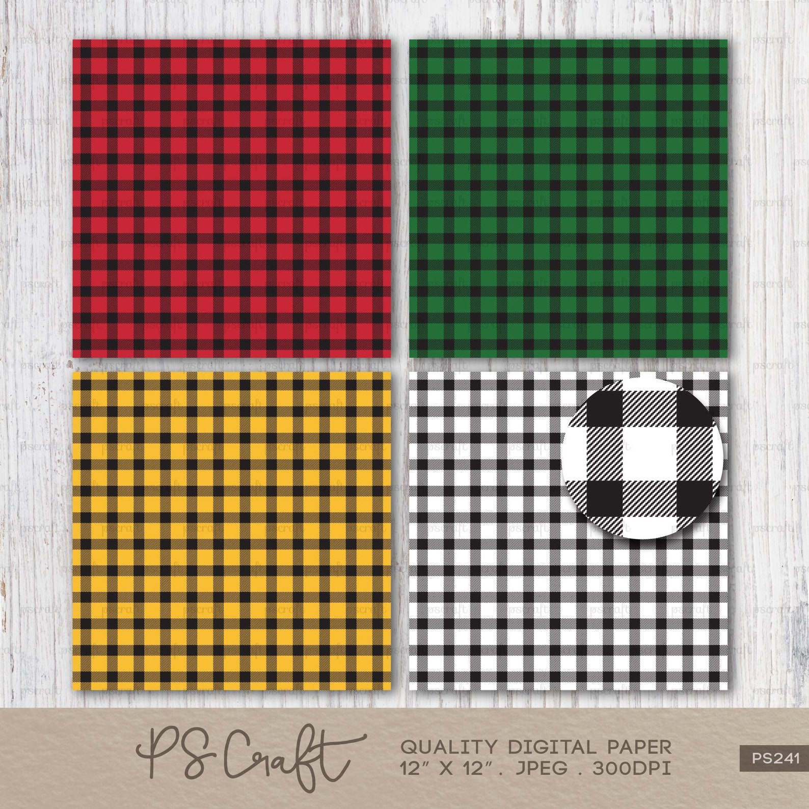 SEAMLESS Buffalo Plaid Digital Paper, Gingham Tartan Plaid Background ...