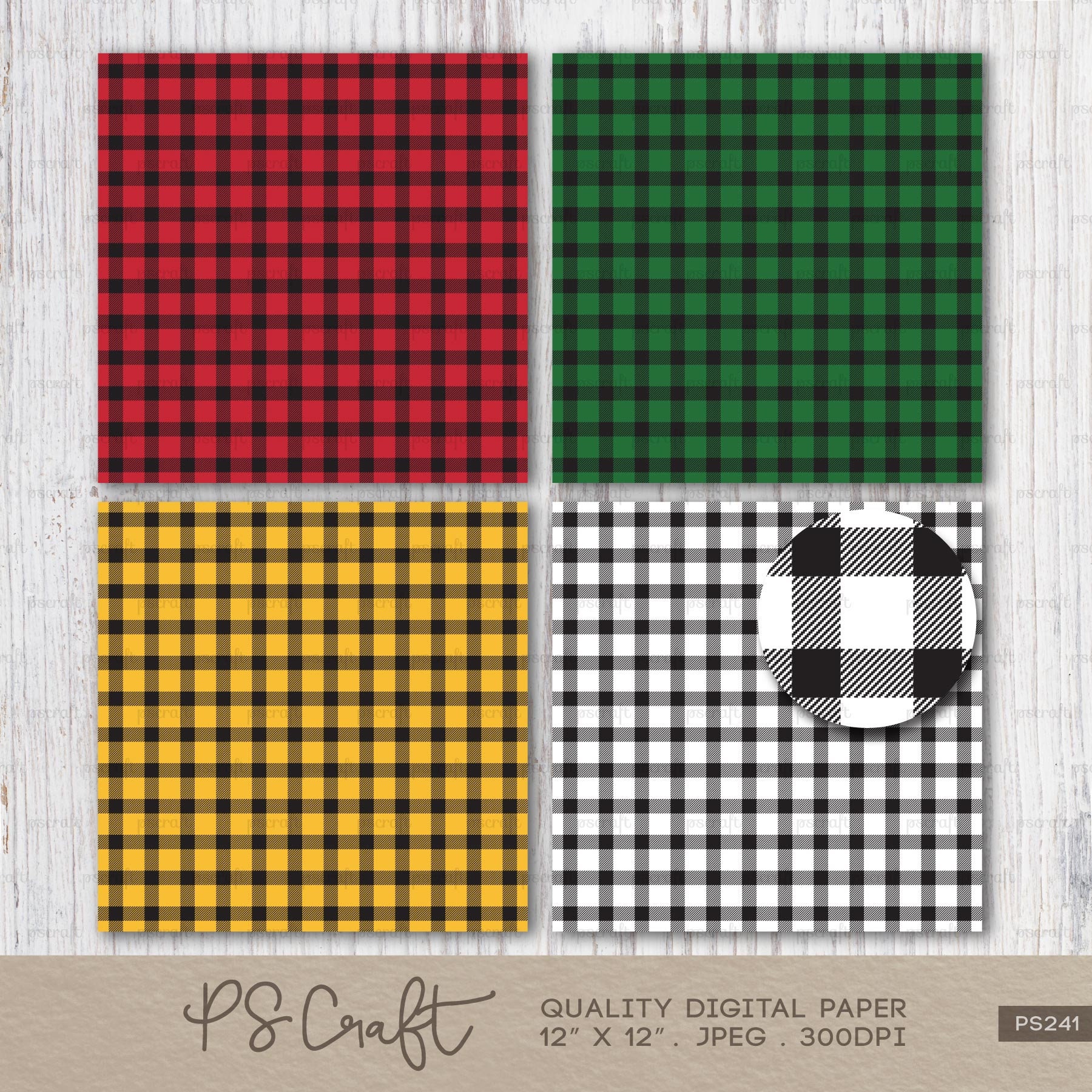 SEAMLESS Buffalo Plaid Digital Paper, Gingham Tartan Plaid Background ...