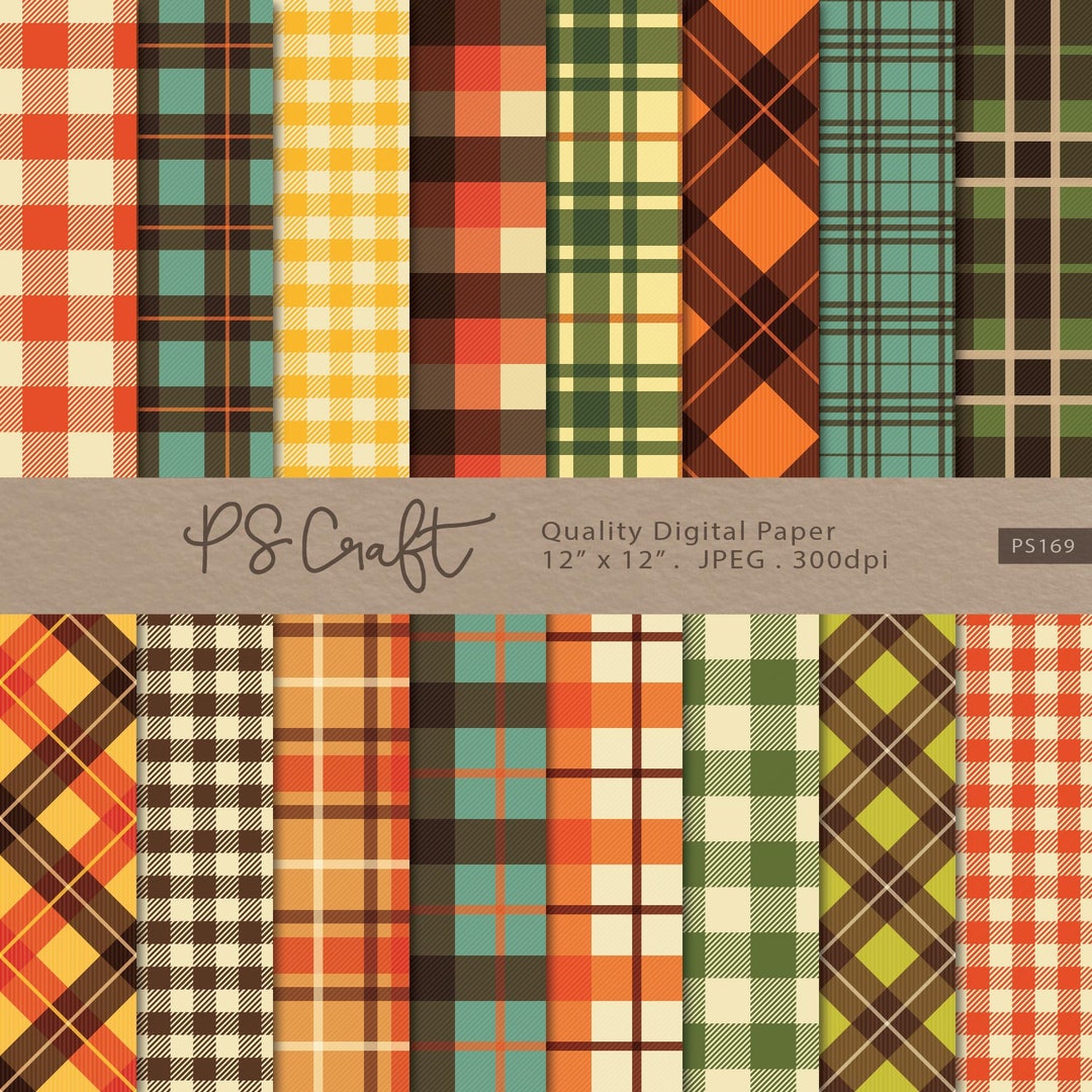 Autumn Plaid Digital Paper, SEAMLESS Fall Plaid Background ...