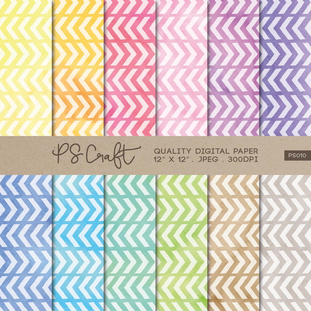 SEAMLESS Watercolor Chevron Digital Papers, Zigzags Abstract Geometric ...
