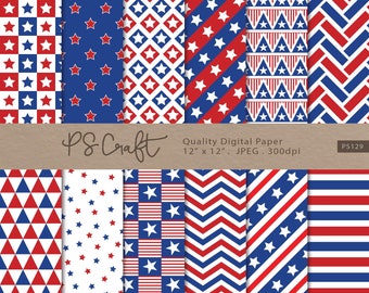 4th July Digital Papers Seamless Independence Day Digital | Etsy