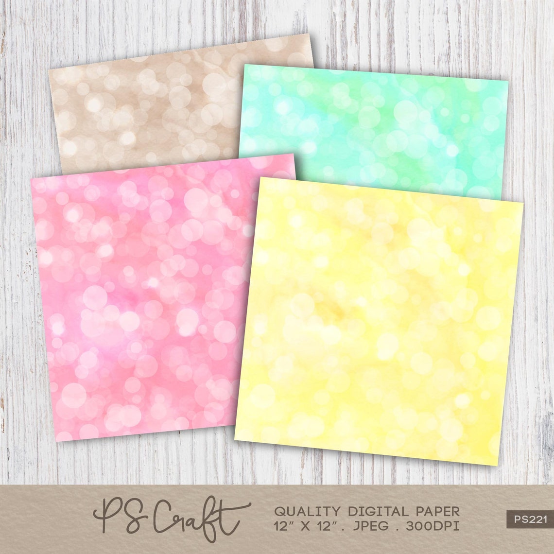 Watercolor Bokeh Digital Papers, Bokeh Pattern, Scrapbook Paper Instant ...