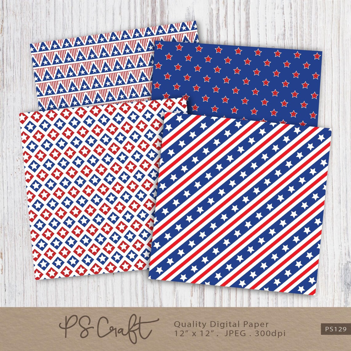 Patriotic Digital Papers, Seamless Independence Day Digital Paper, 4th ...
