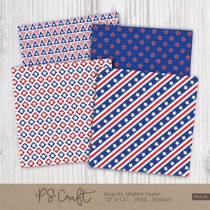 Patriotic Digital Papers, Seamless Independence Day Digital Paper, 4th ...