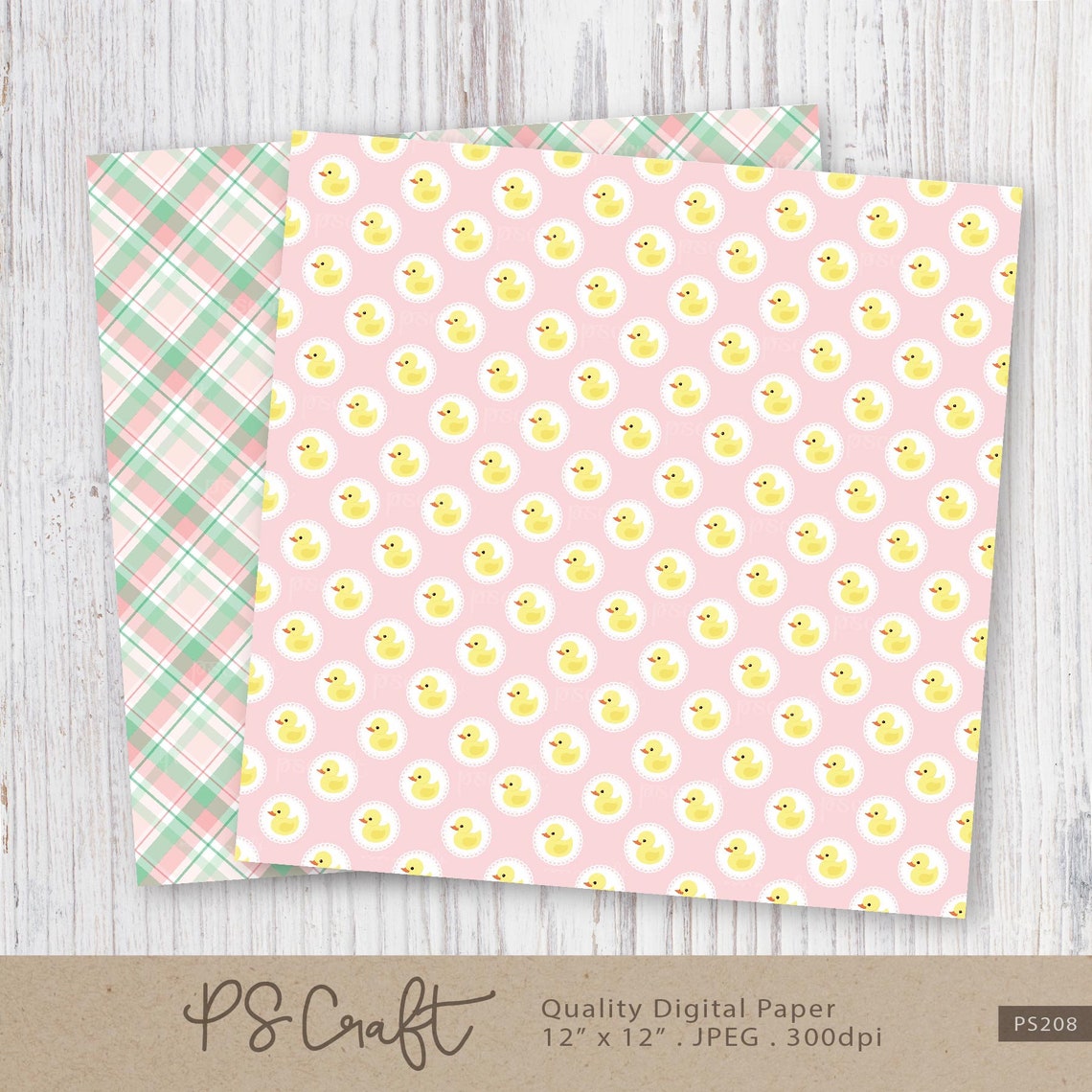 Rubber Duck Digital Paper SEAMLESS Pink and Mint Digital | Etsy