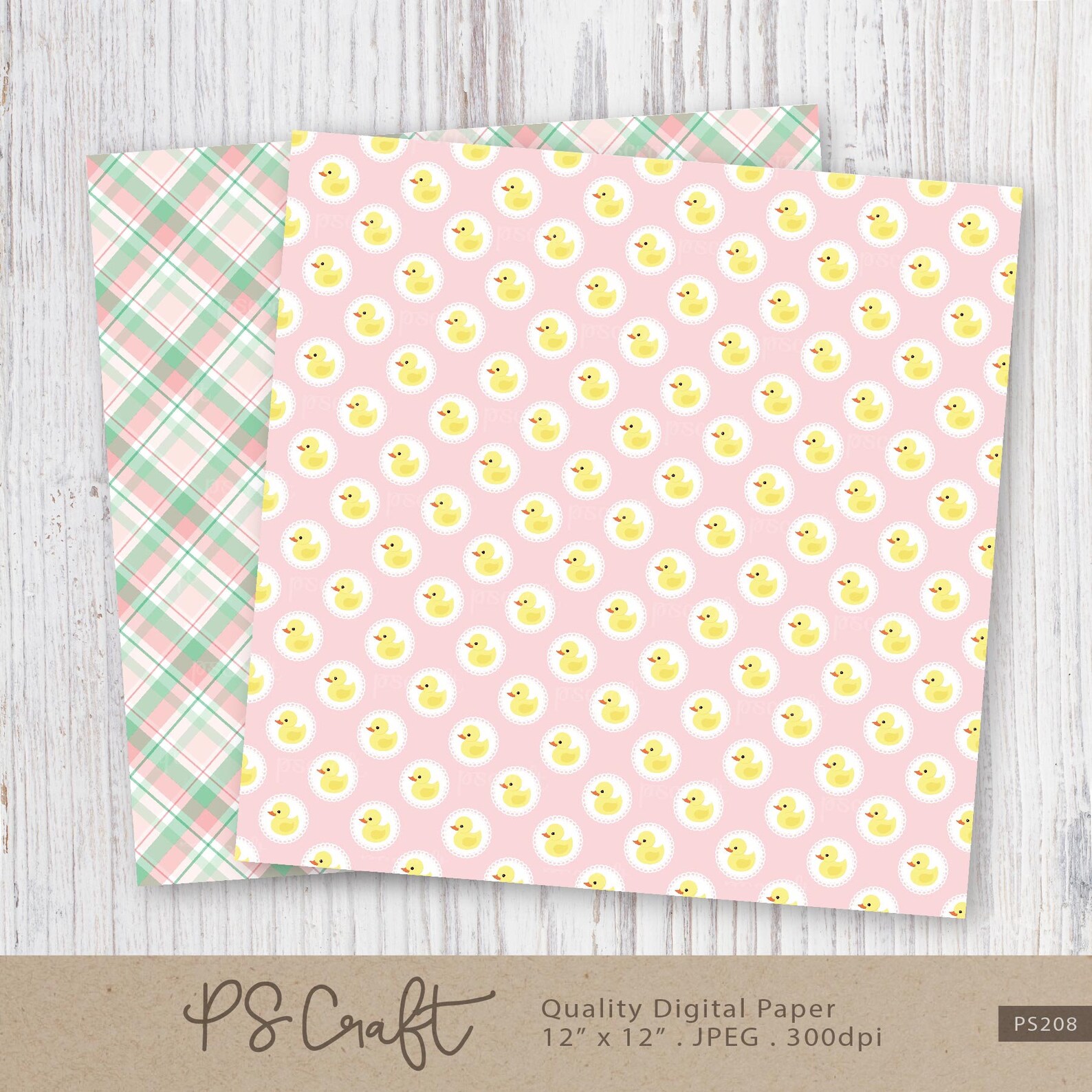 Rubber Duck Digital Paper SEAMLESS Pink and Mint Digital | Etsy