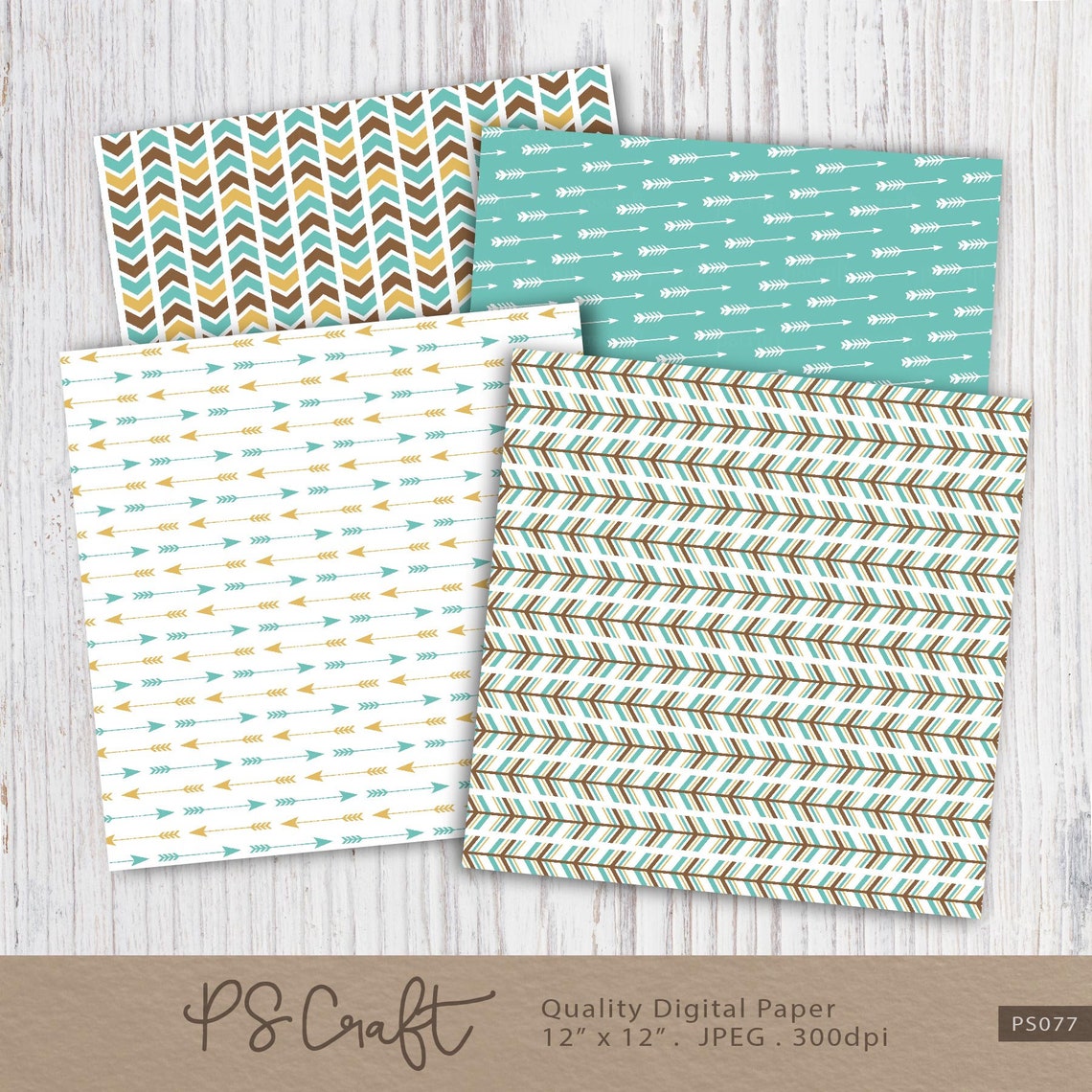 Brown & Teal Arrows Digital Papers SEAMLESS Arrows Papers | Etsy