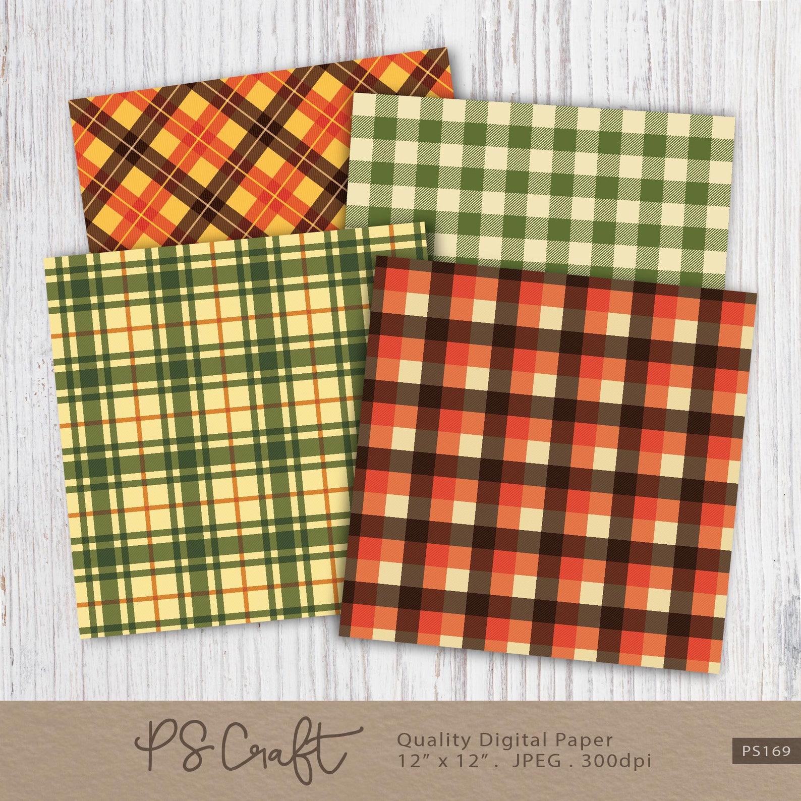 Autumn Plaid Digital Paper, SEAMLESS Fall Plaid Background ...