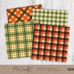 Autumn Plaid Digital Paper, SEAMLESS Fall Plaid Background ...