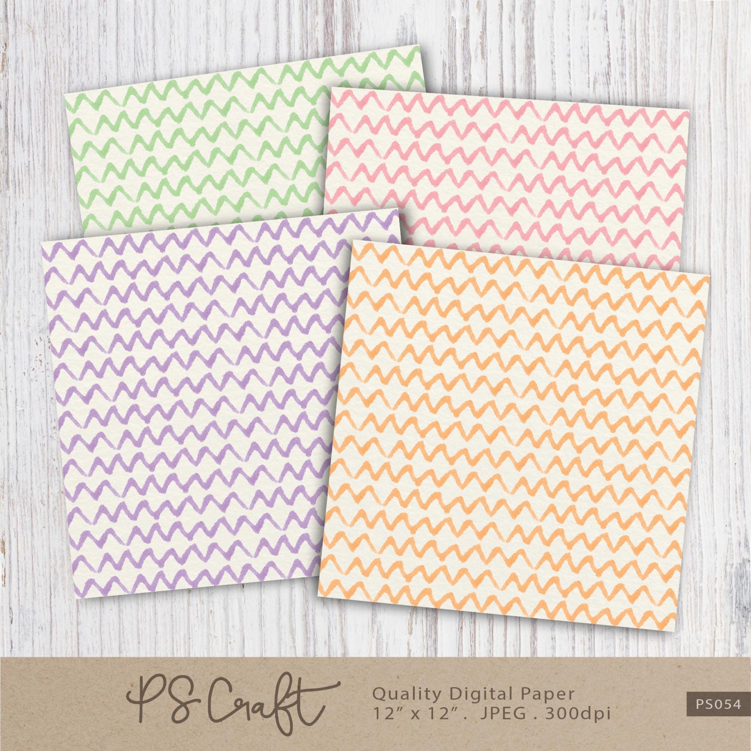 Handdrawn Watercolor Zigzag Digital Papers Handdrawn Chevron - Etsy