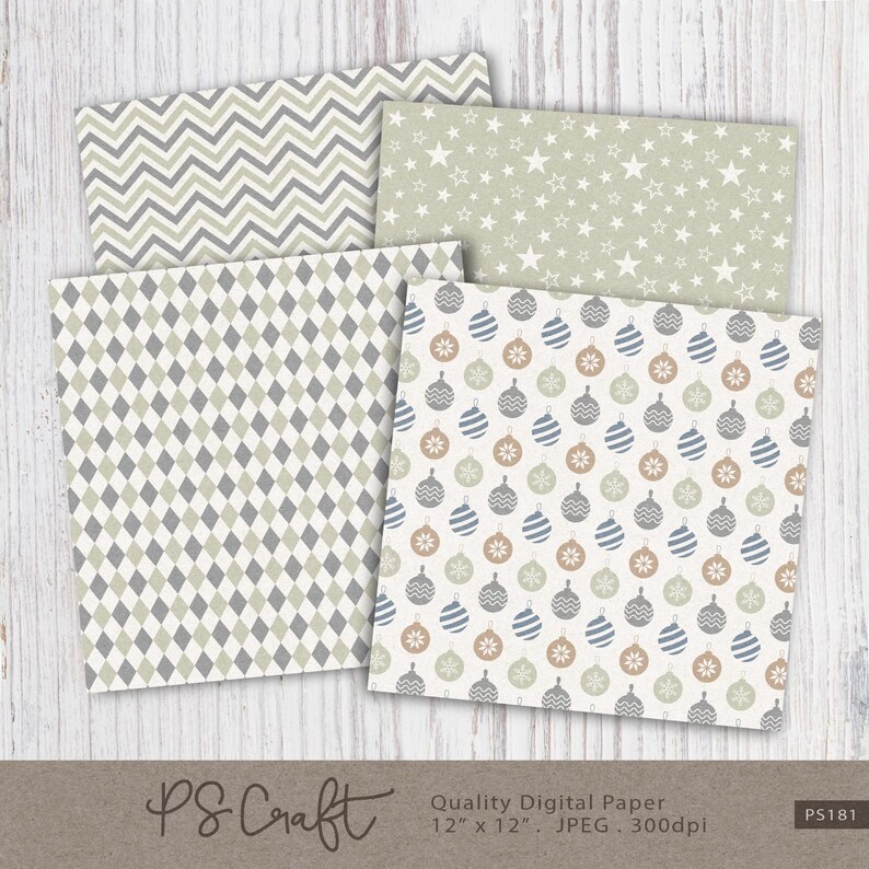 White Christmas Digital Papers, SEAMLESS Holiday Backgrounds, Kraft ...