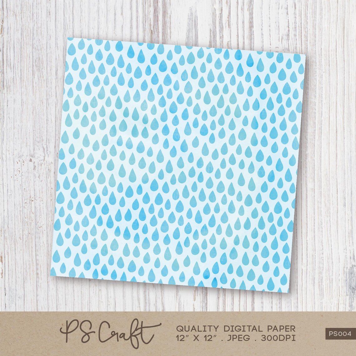 SEAMLESS Rain Drops Watercolor Digital Papers, Rain Background, Tear ...