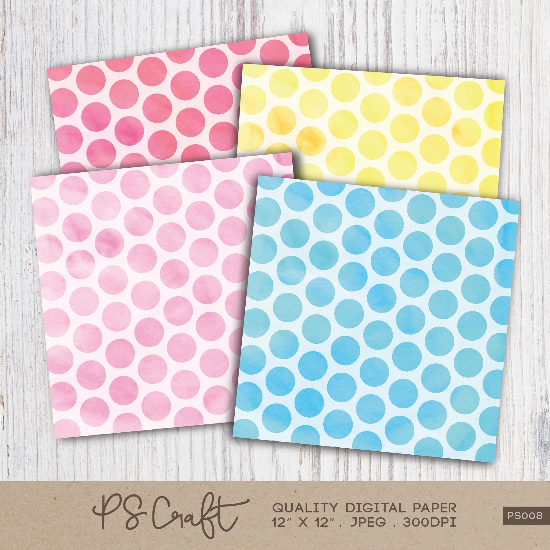 SEAMLESS Polka Dots Watercolor Digital Papers, Polka Dot Background ...