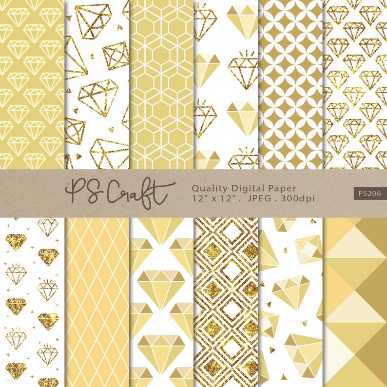 Gold Diamond Digital Paper SEAMLESS Digital Paper Gold - Etsy