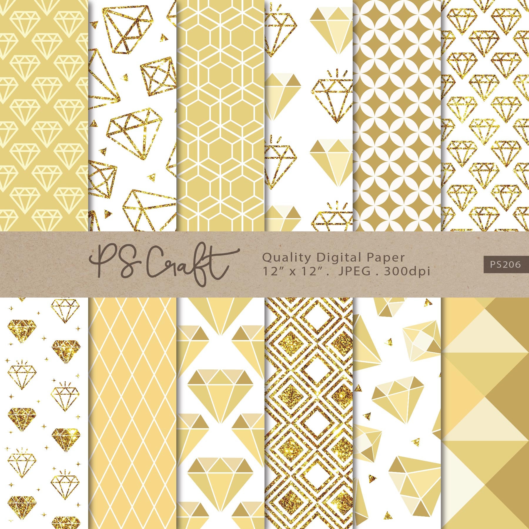 Gold Diamond Digital Paper SEAMLESS Digital Paper Gold - Etsy