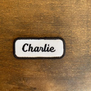 Charlie Name Patch. A White Work Shirt Patch With charlie in Black ...