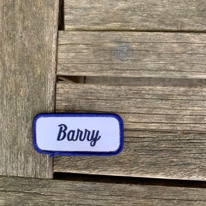 Barry. A White Work Shirt Name Patch That Says barry in Dark Blue ...