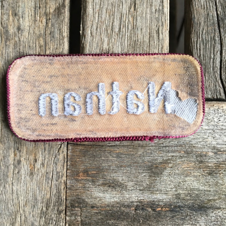 Nathan. A Light Gray Work Shirt Name Patch That Says | Etsy