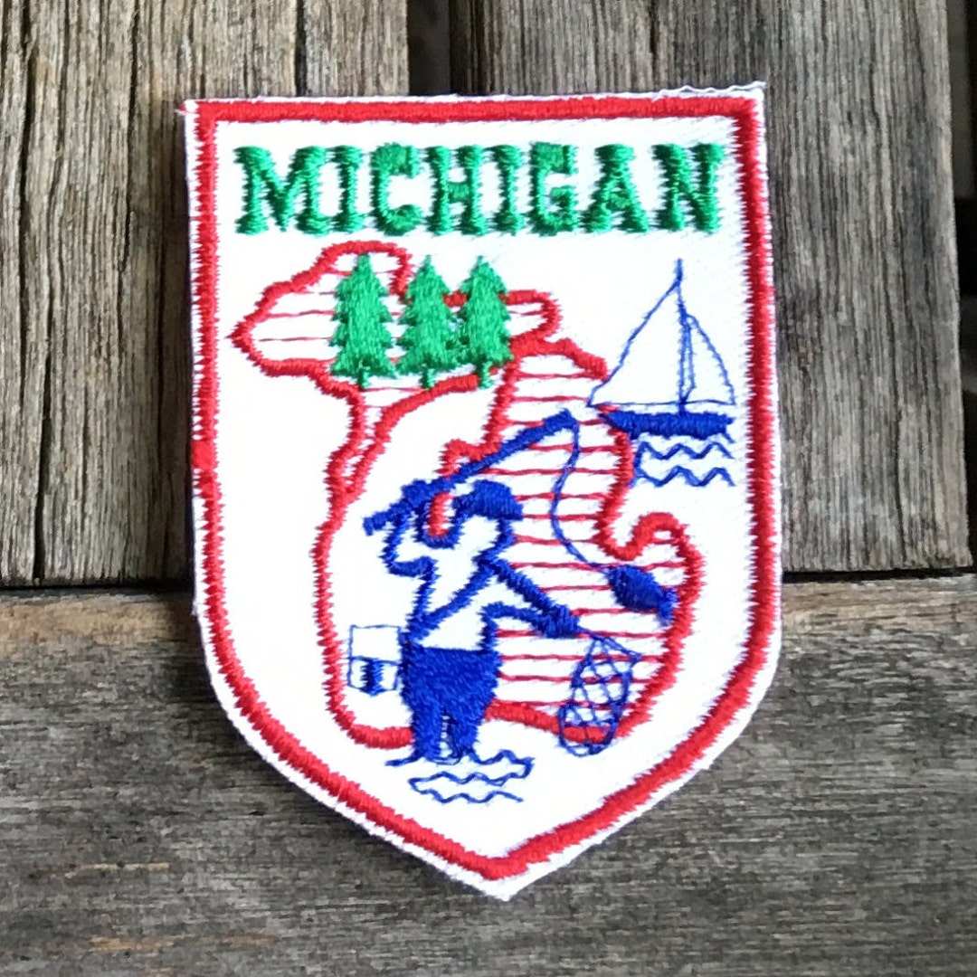 Michigan Fisherman Vintage Travel Patch by Voyager - Etsy