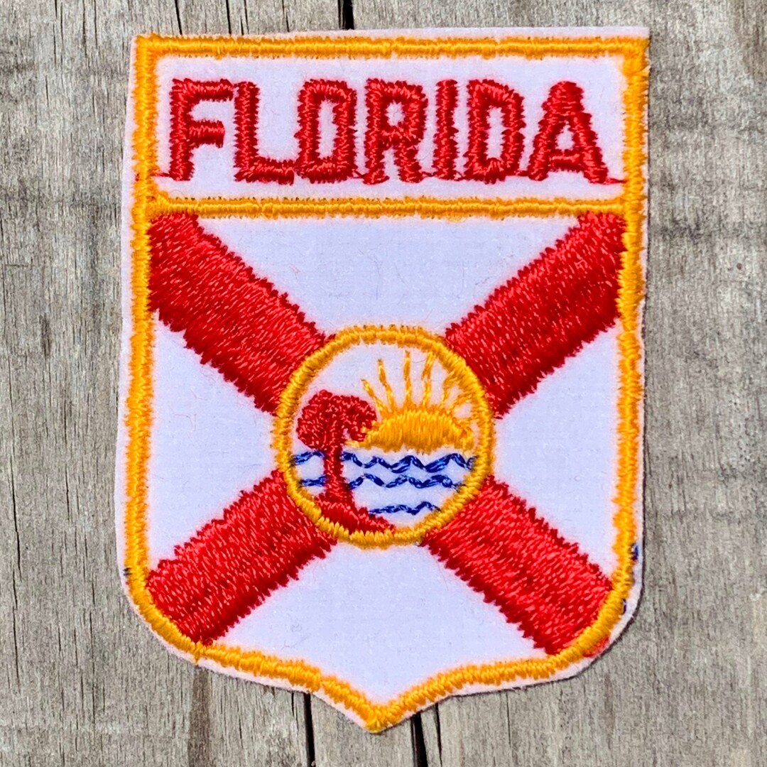 Florida Flag Small White Felt Souvenir Travel Patch - Etsy