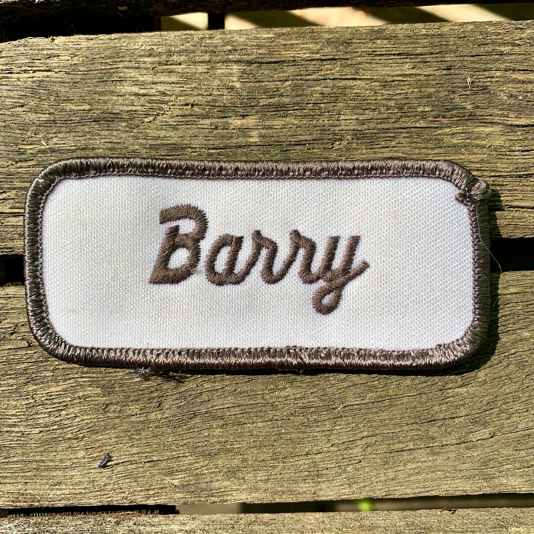 Barry. A White Work Shirt Name Patch That Says barry in Gray Script ...