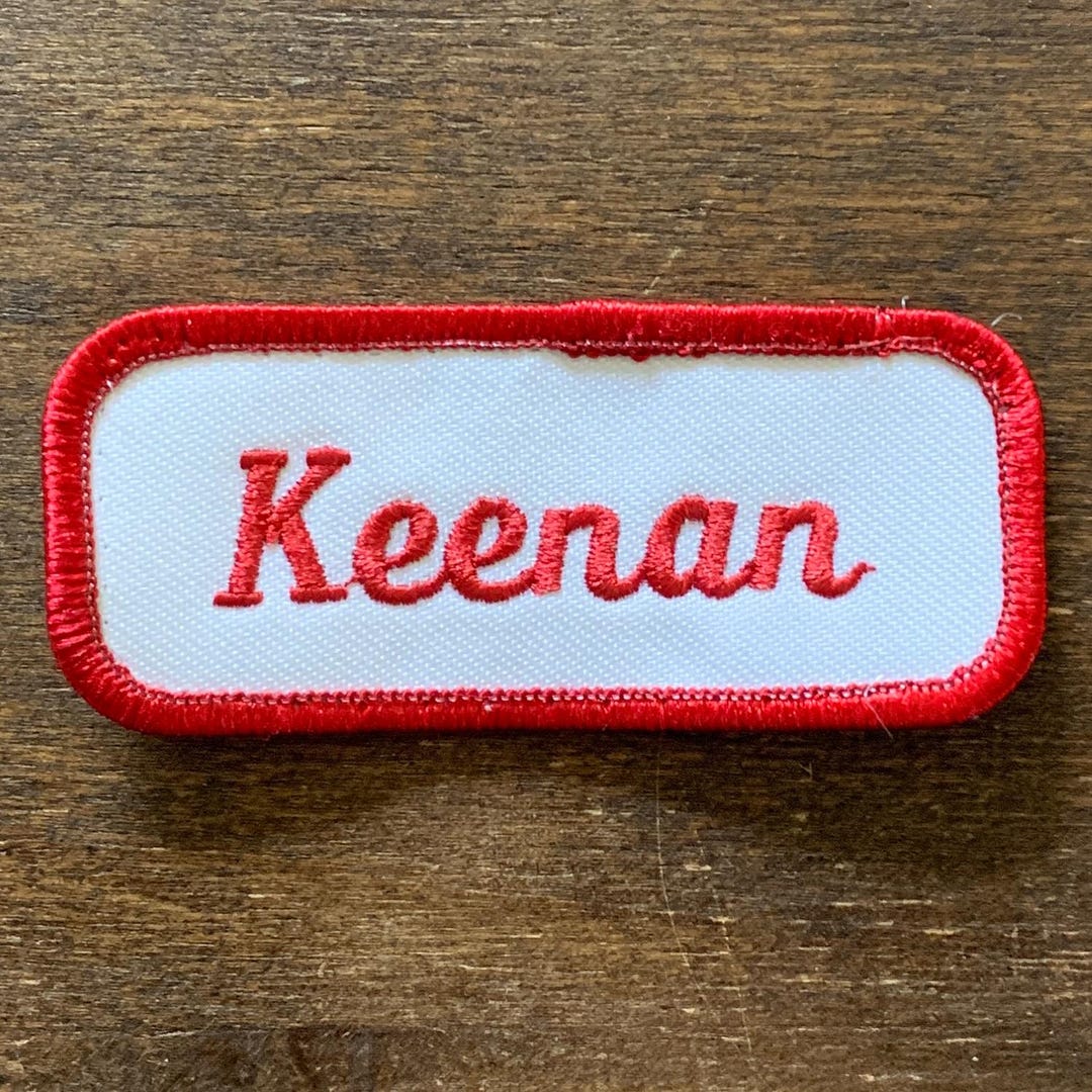 Keenan, A White Work Shirt Name Patch That Says keenan in Red Script ...