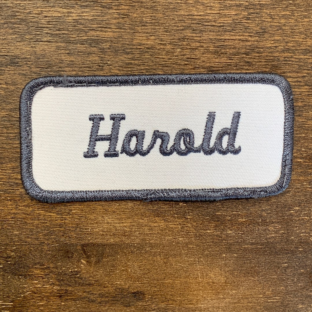Harold. A White Work Shirt Name Patch That Says harold in Gray Print - Etsy