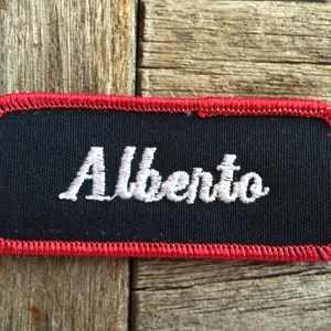 Alberto. A Black Work Shirt Patch That Says "alberto" in White Script ...