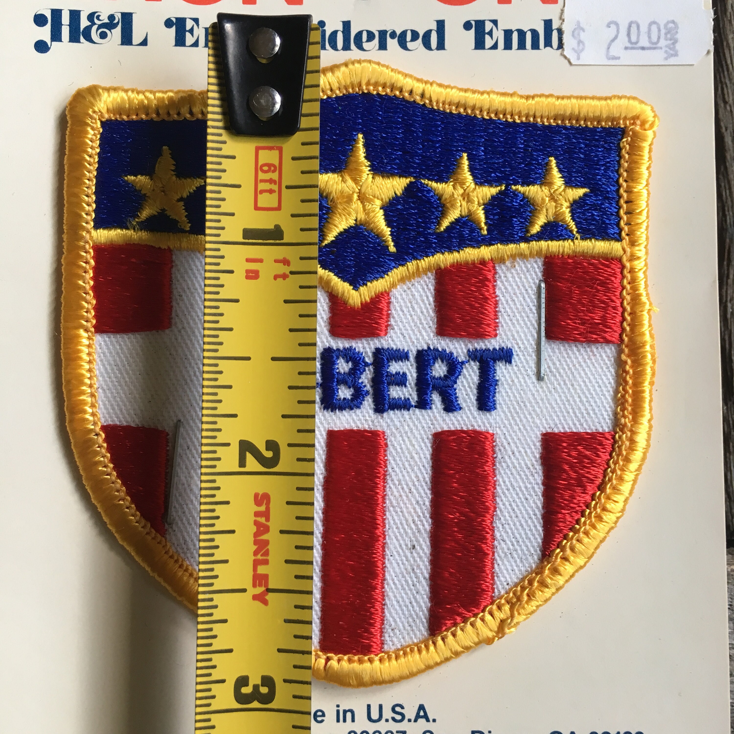 Robert LAST ONE A Red White and Blue Shield Patch That Says | Etsy