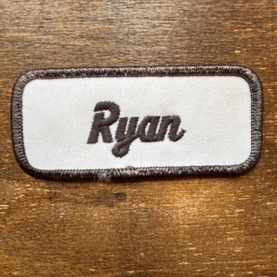 Ryan - A White Work Shirt Patch That Says "ryan" in Gray Script - Etsy