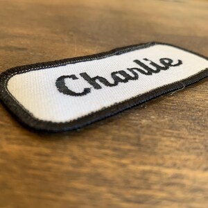 Charlie Name Patch. A White Work Shirt Patch With charlie in Black ...
