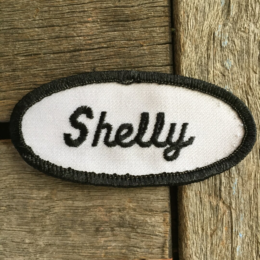 Shelly. A White Work Shirt Patch That Says shelly in Black Script With ...