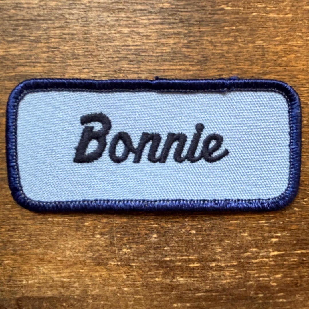 Bonnie. A Blue Work Shirt Name Patch That Says "bonnie" in Blue Script ...