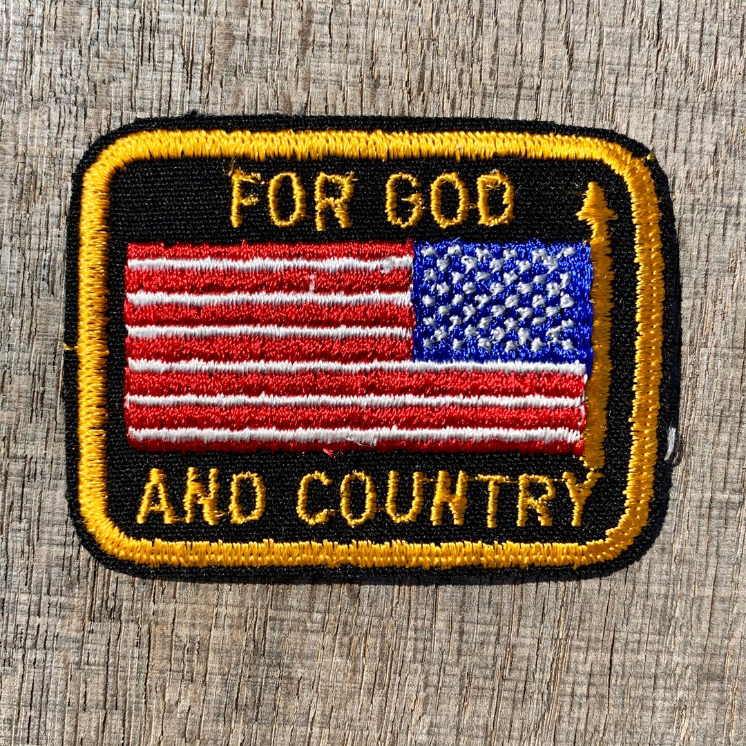 USA Flag "for God and Country" Patch With Yellow Border - Etsy