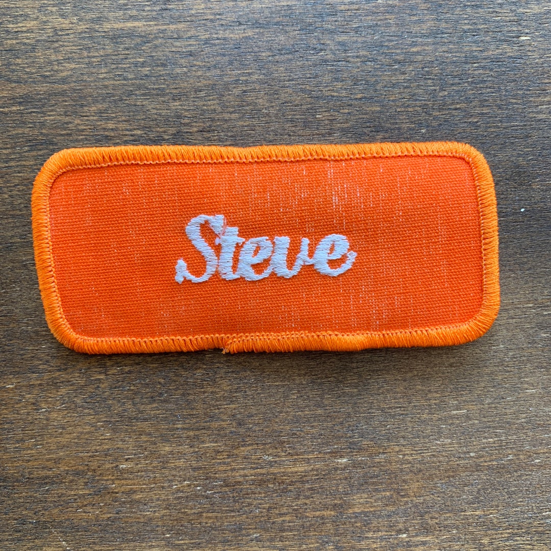 Steve. an Orange Work Shirt Patch That Says steve in White Script - Etsy