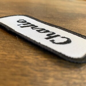 Charlie Name Patch. A White Work Shirt Patch With charlie in Black ...