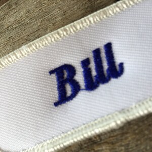 Bill. A White Work Shirt Name Patch That Says bill in Blue Script With ...