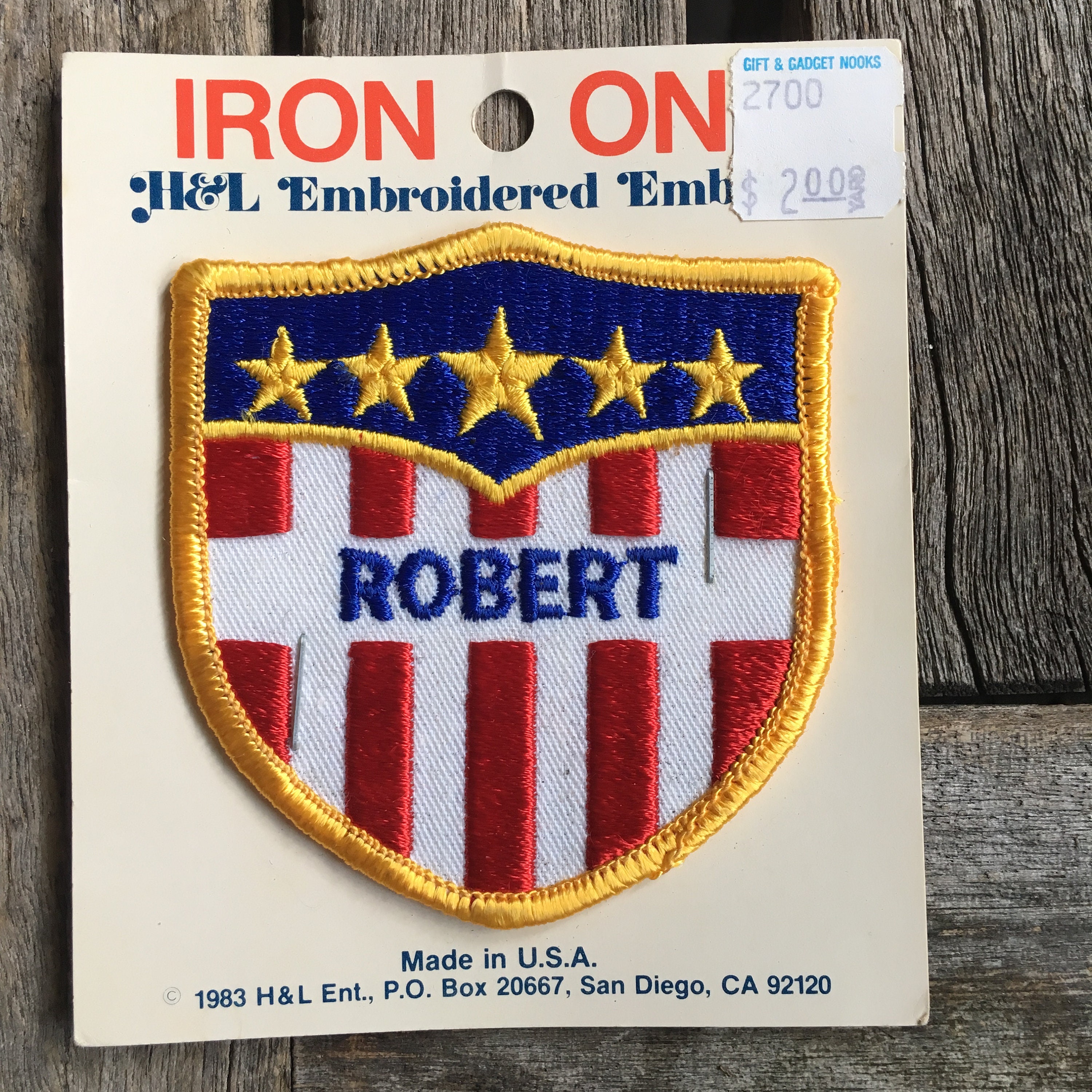 Robert LAST ONE A Red White and Blue Shield Patch That Says | Etsy