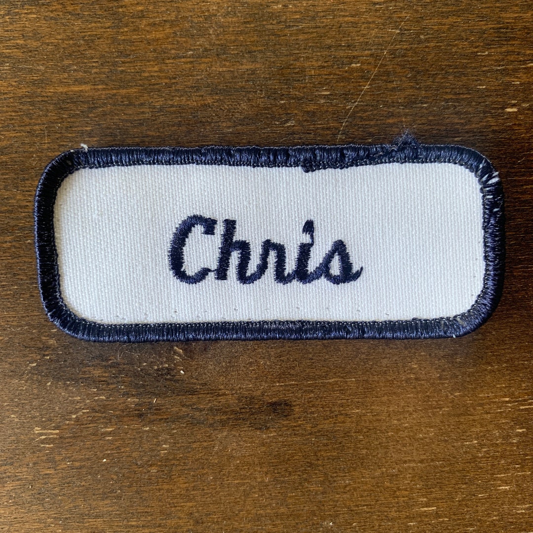 Chris. A White Work Shirt Name Patch That Says chris in Blue Script ...
