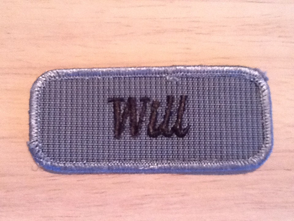 Will. A blue-grey work shirt patch that says Will | Etsy
