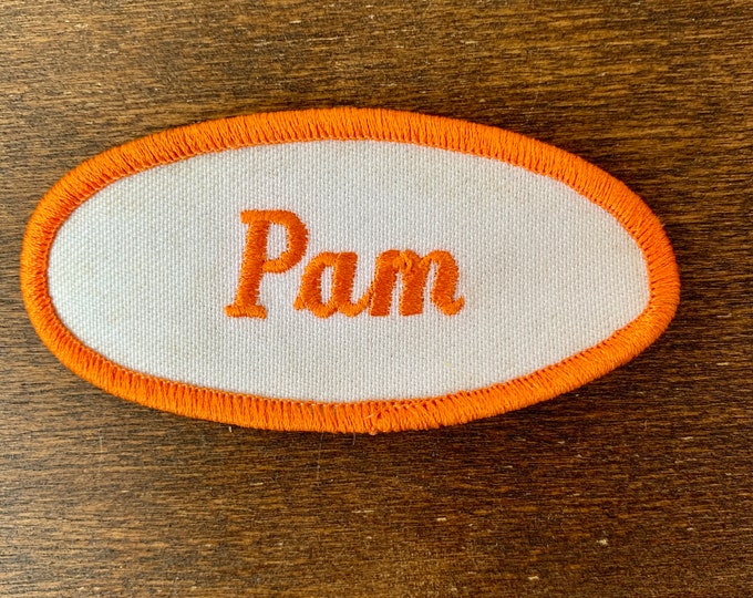 Pam. A White Work Shirt Patch That Says "pam" in Orange Script. - Etsy