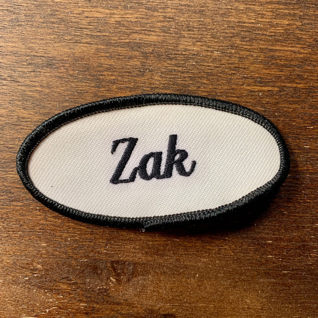 Zak. A White Work Shirt Name Patch That Says zak in Black Script With Black Border - Etsy