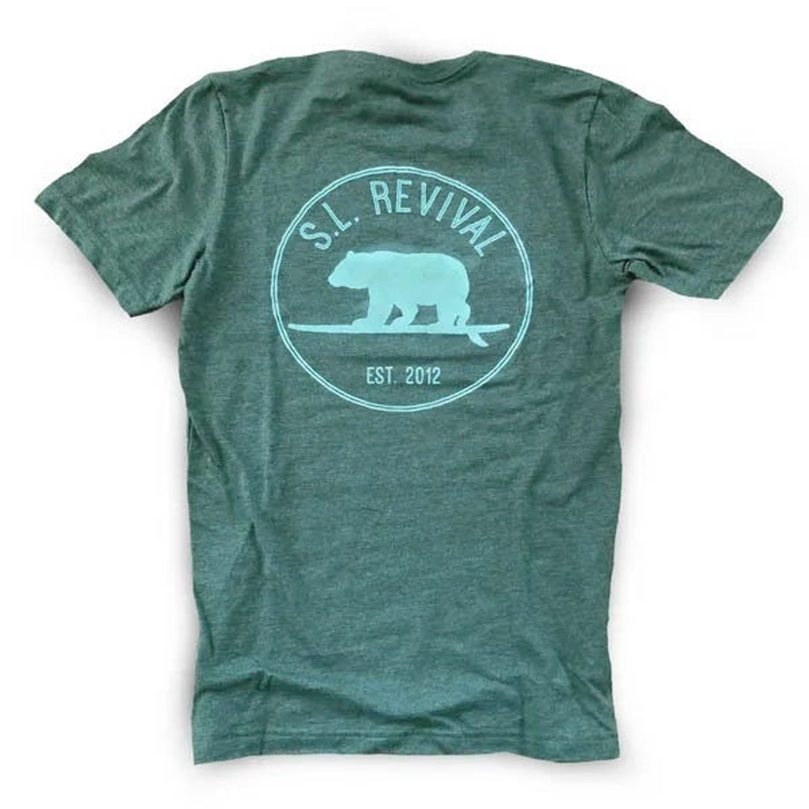 Surfing Bear Back Graphic T-shirt Heather Forest - Etsy