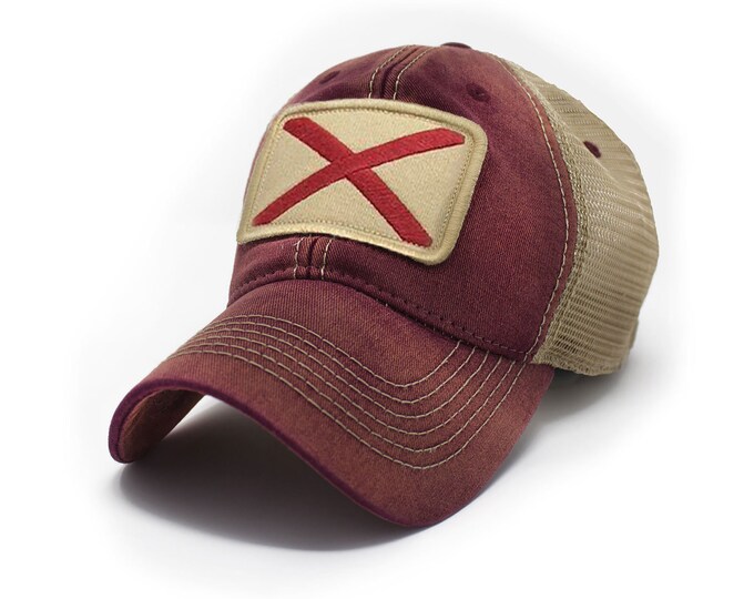Alabama Flag Patch Trucker Hat Brick Red | Etsy