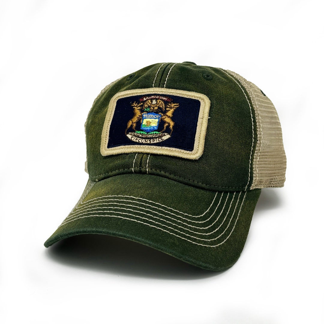Michigan Flag Patch Trucker Hat, Green - Etsy