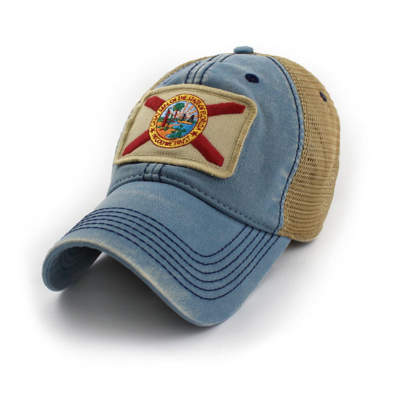 Florida Flag Patch Trucker Hat, Americana Blue - Etsy