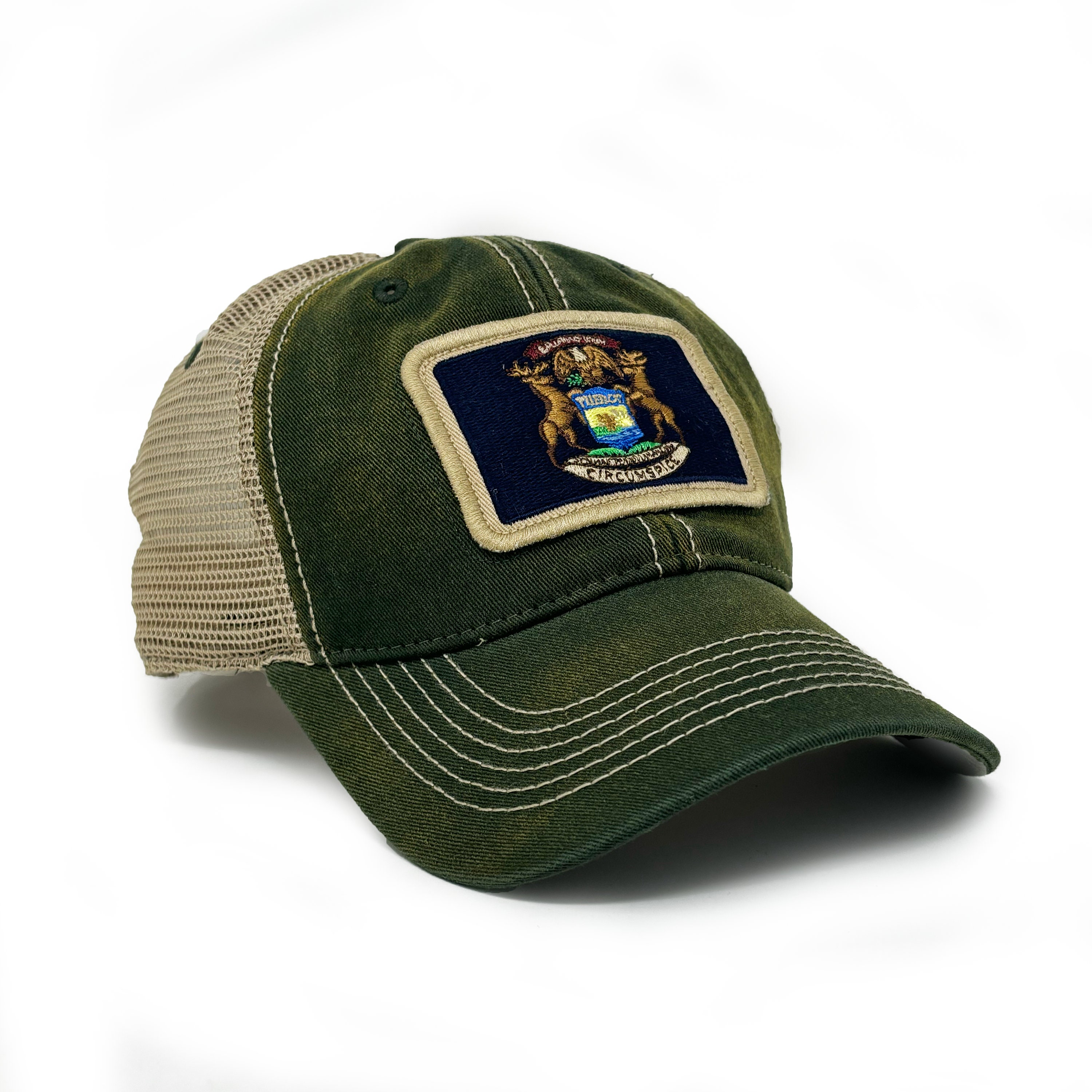 Michigan Flag Patch Trucker Hat, Green - Etsy