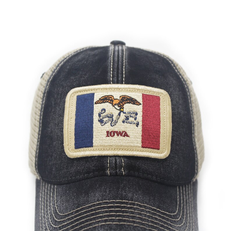 Iowa Flag Patch Trucker Hat, Black - Etsy
