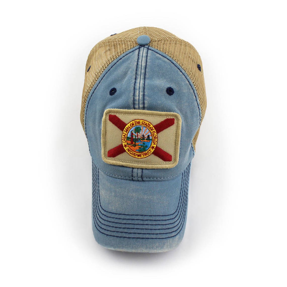 Florida Flag Patch Trucker Hat, Americana Blue - Etsy